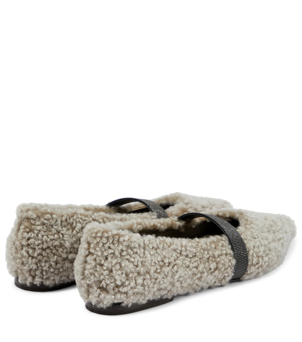 Brunello Cucinelli - Embellished shearling ballet flats Brunello Cucinelli