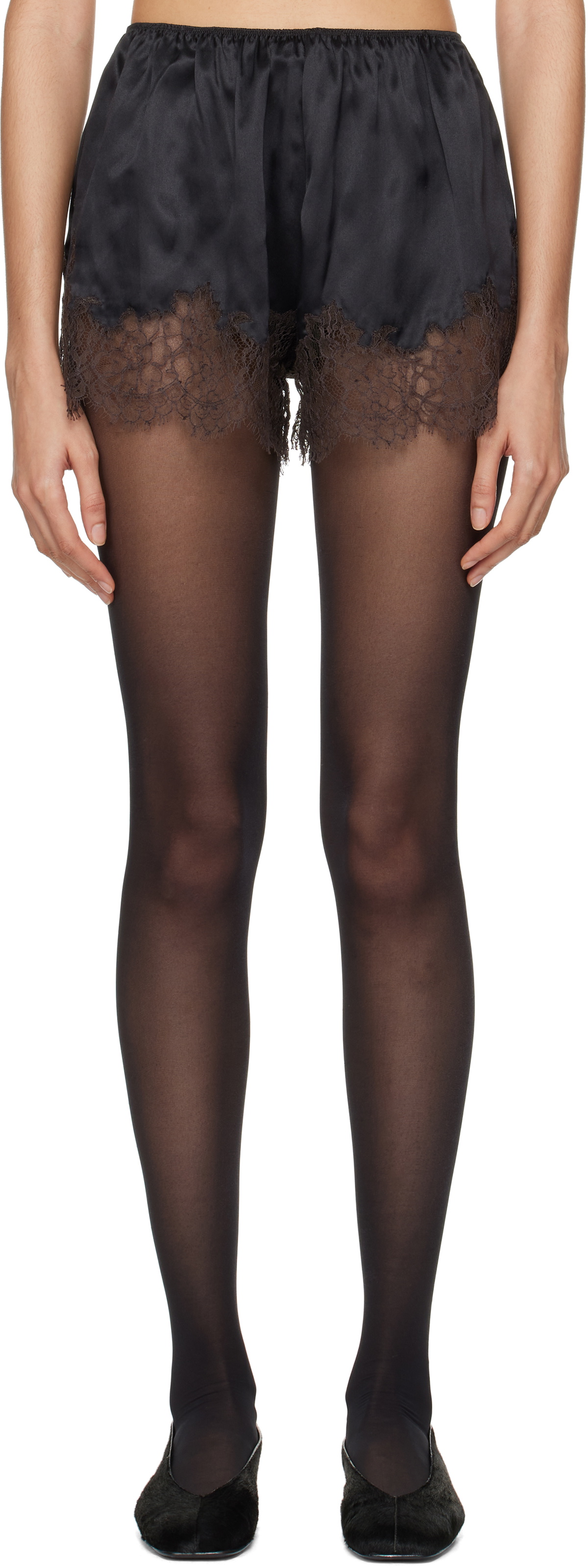 Bode Black Lace Inlay Tap Shorts Bode