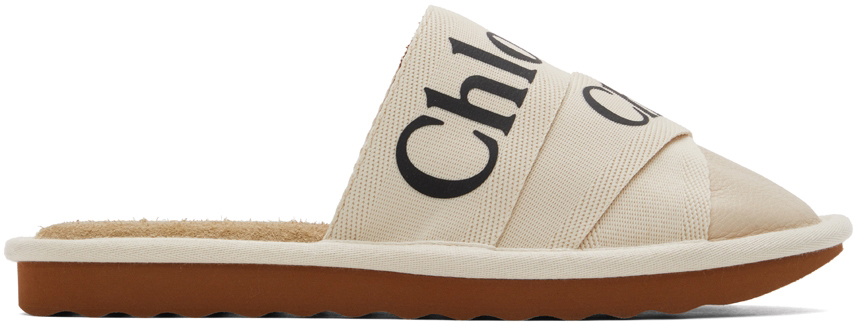 Chloé Beige Woody Slippers Chloe