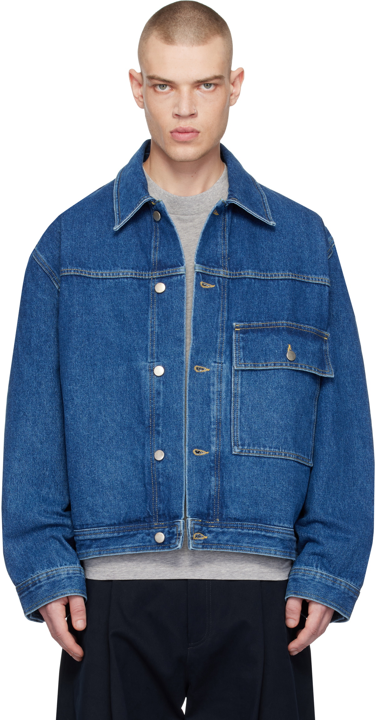 Studio Nicholson Blue Petar Denim Jacket Studio Nicholson