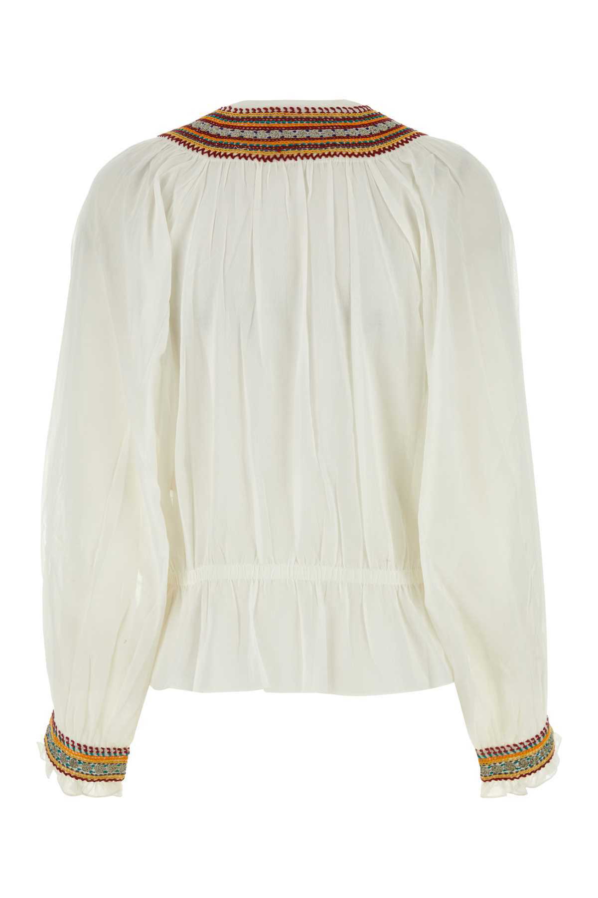 Bode White Cotton Georgette Blouse Bode