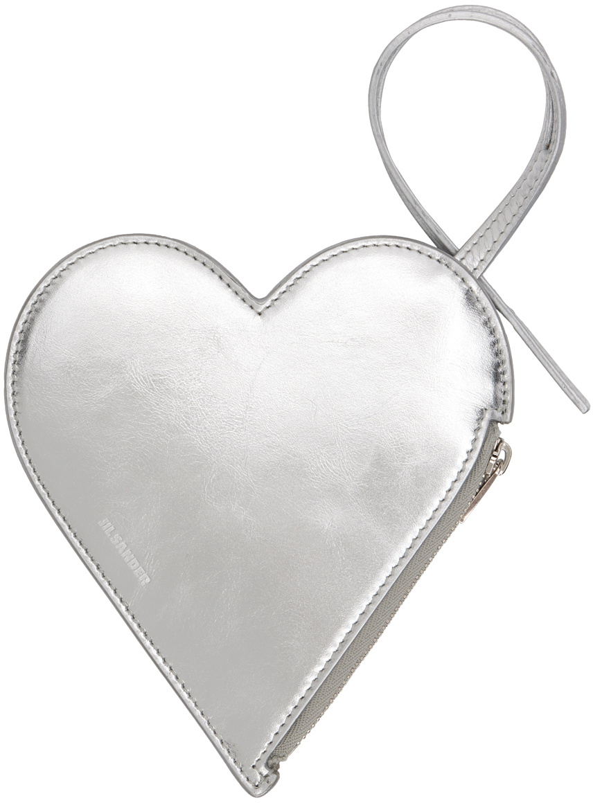 Jil Sander Silver Heart Coin Pouch Jil Sander