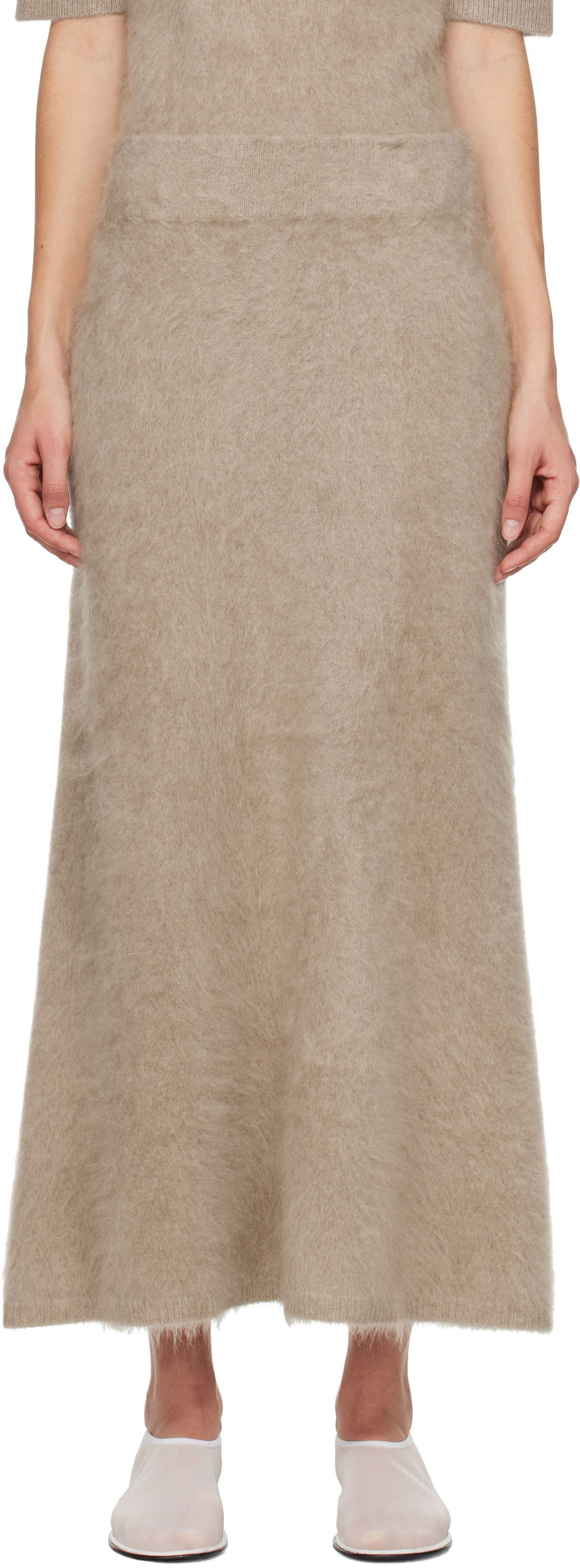 LISA YANG Taupe Asta Midi Skirt Lisa Yang