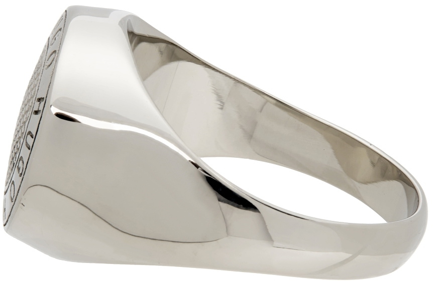 Hugo Silver Round Engraved Logo Ring Hugo Boss