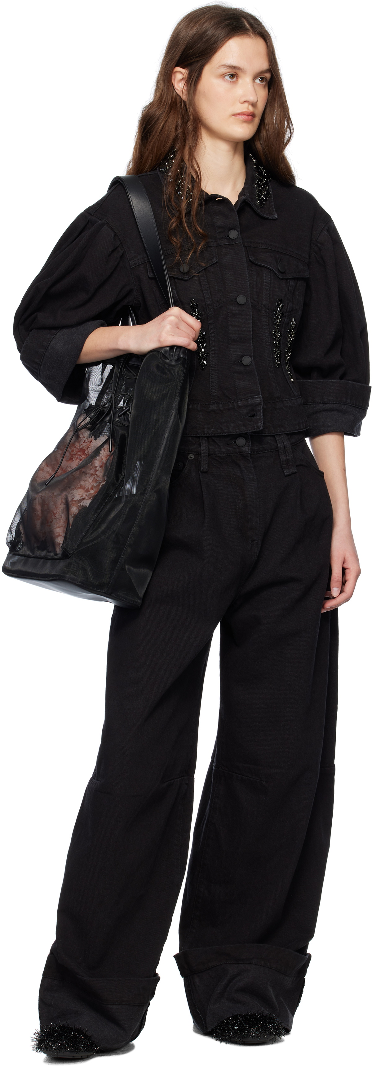 Simone Rocha Black Carnation Pocket Tote Simone Rocha