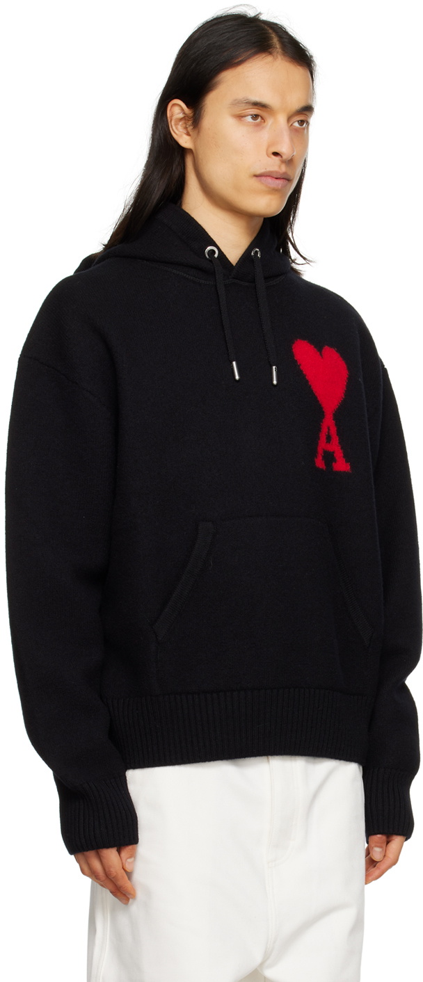 AMI Paris Black Ami De Cœur Hoodie AMI