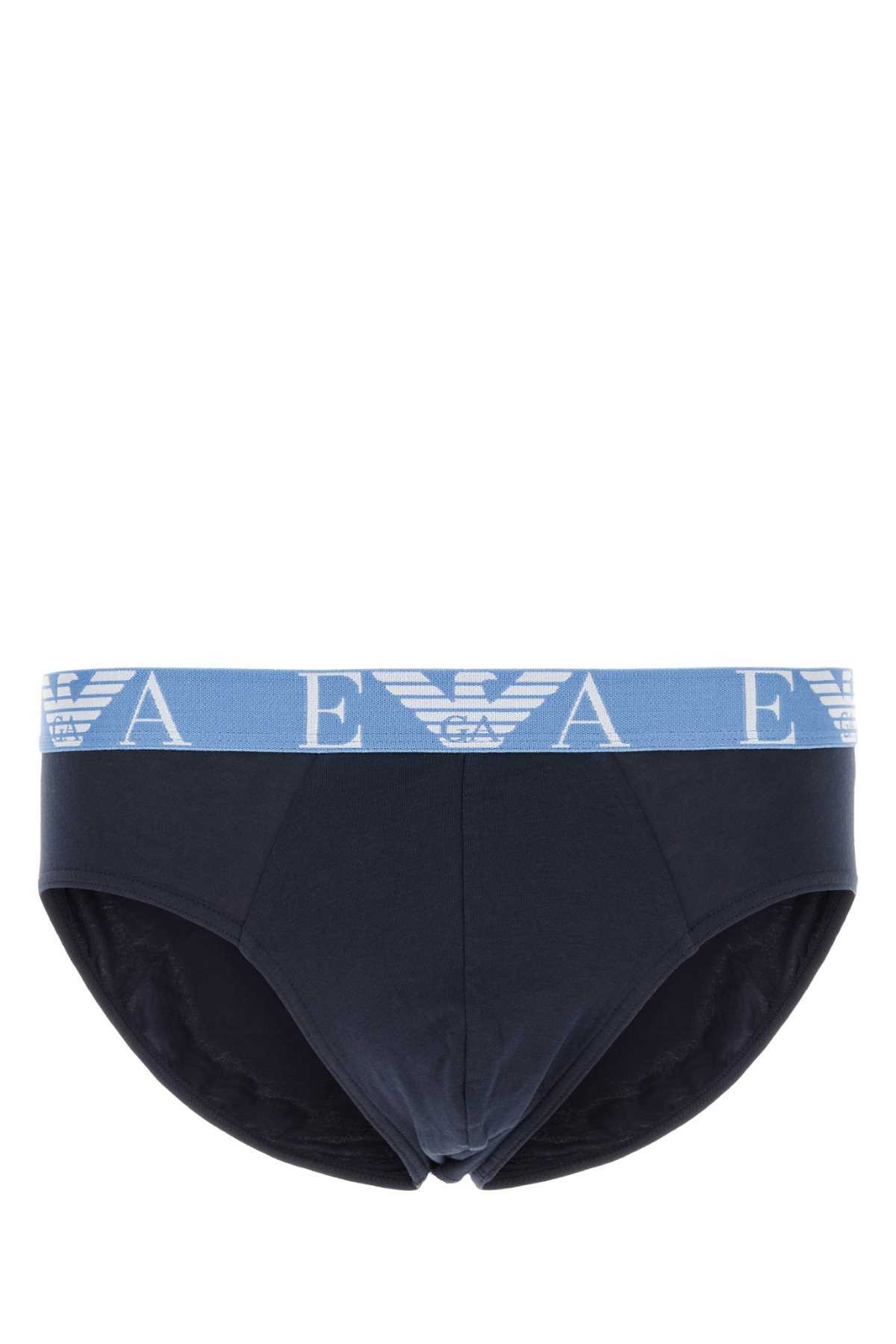 Emporio Armani Blue Stretch Cotton Brief Set Emporio Armani