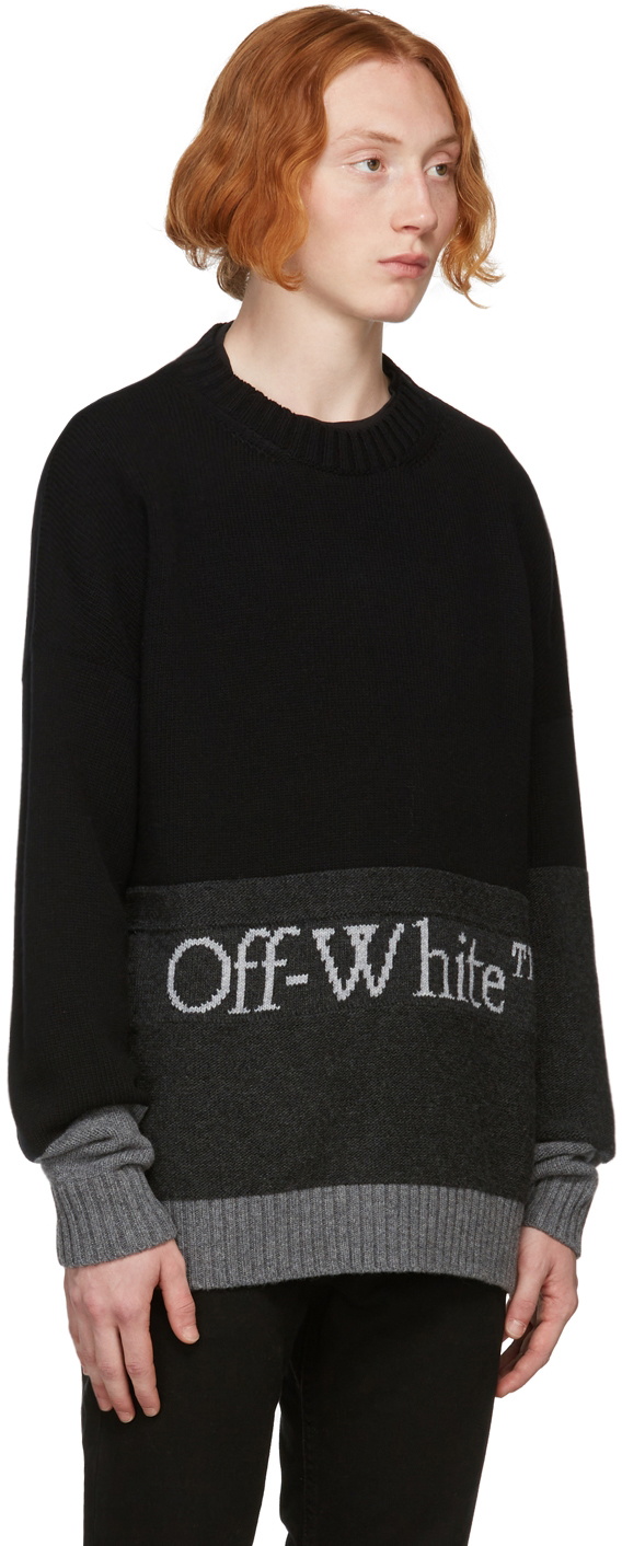 Off-White Black & Grey Color Block Sweater Off-White