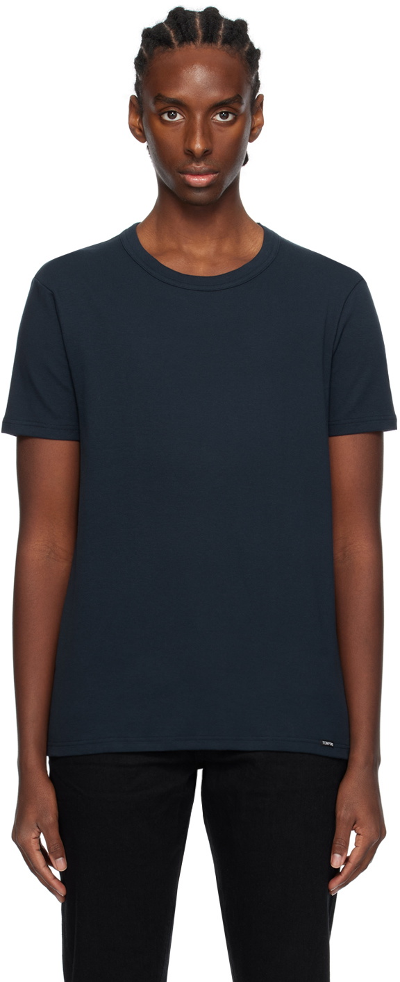 TOM FORD Navy Crewneck T-Shirt TOM FORD