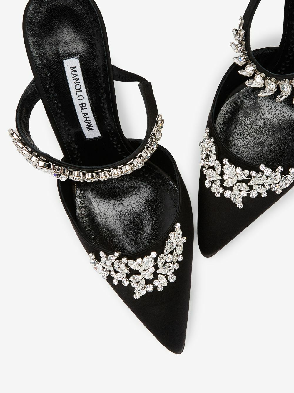 Manolo Blahnik Black Lurum 90 Satin Mules Manolo Blahnik