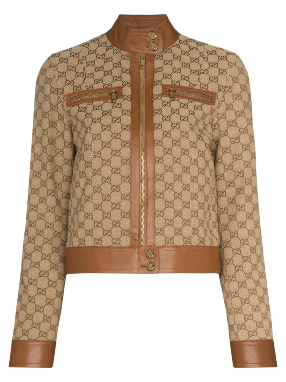 Gucci Brown GG Supreme Biker Jacket Gucci