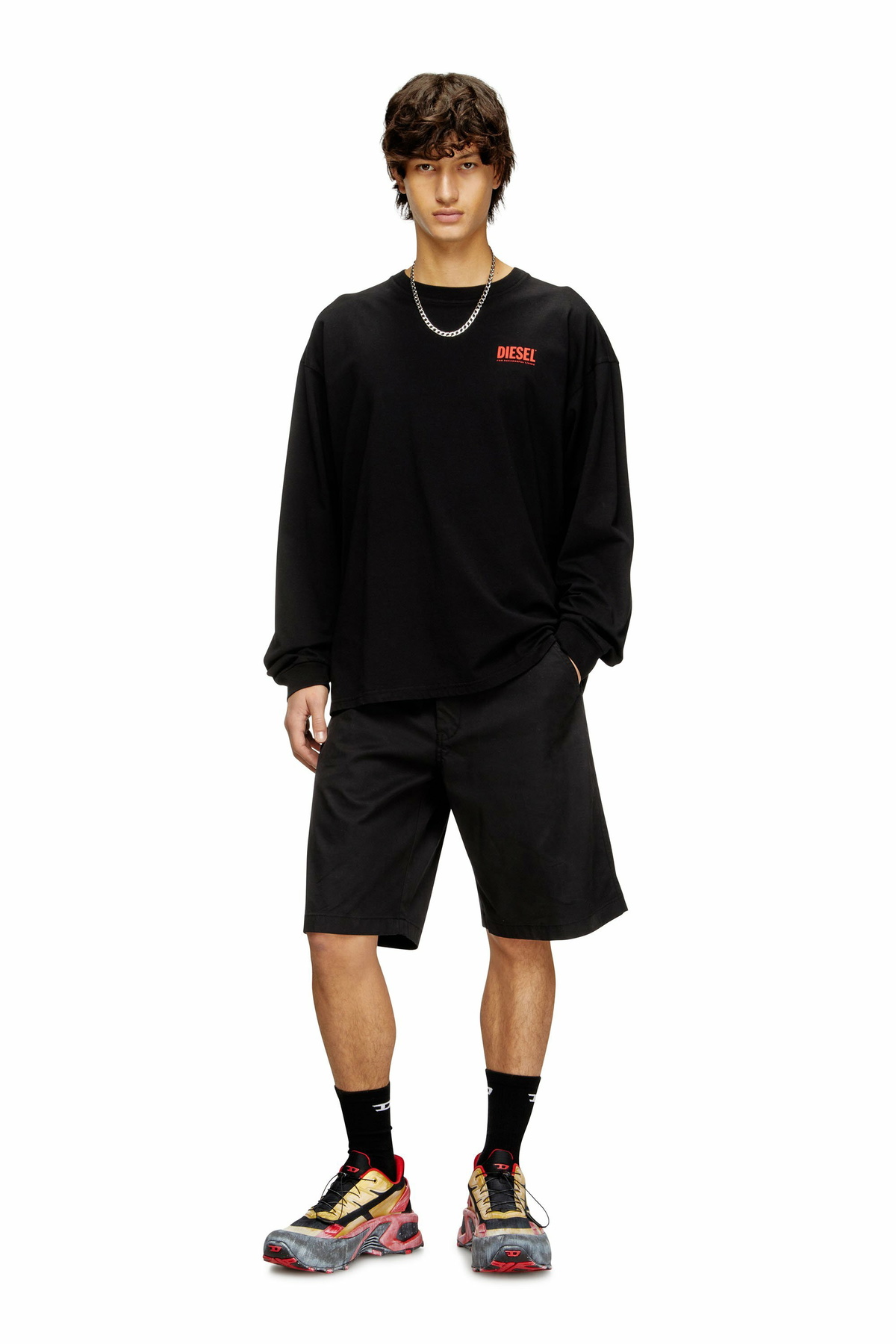 Diesel Relaxed long-sleeve T-shirt with Diesel logos - T-Shirts Mens in ...