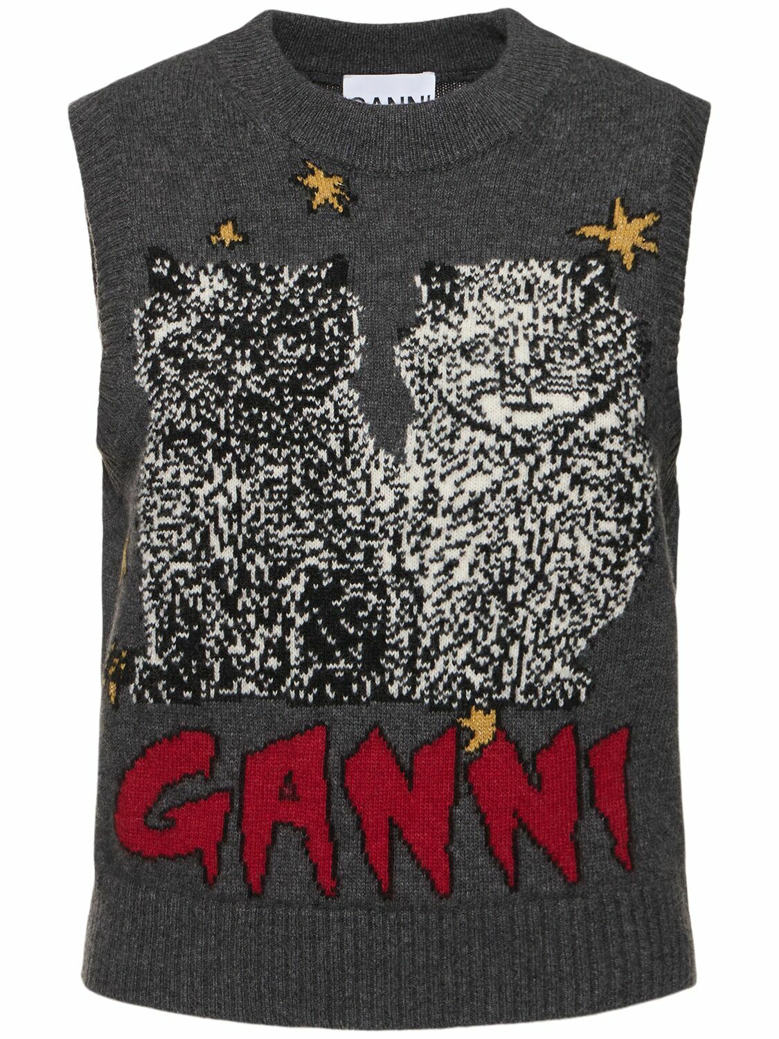 GANNI Cats Wool Blend Vest GANNI
