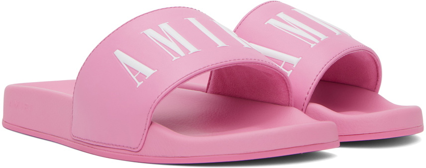 AMIRI Kids Pink Logo Pool Slides Amiri