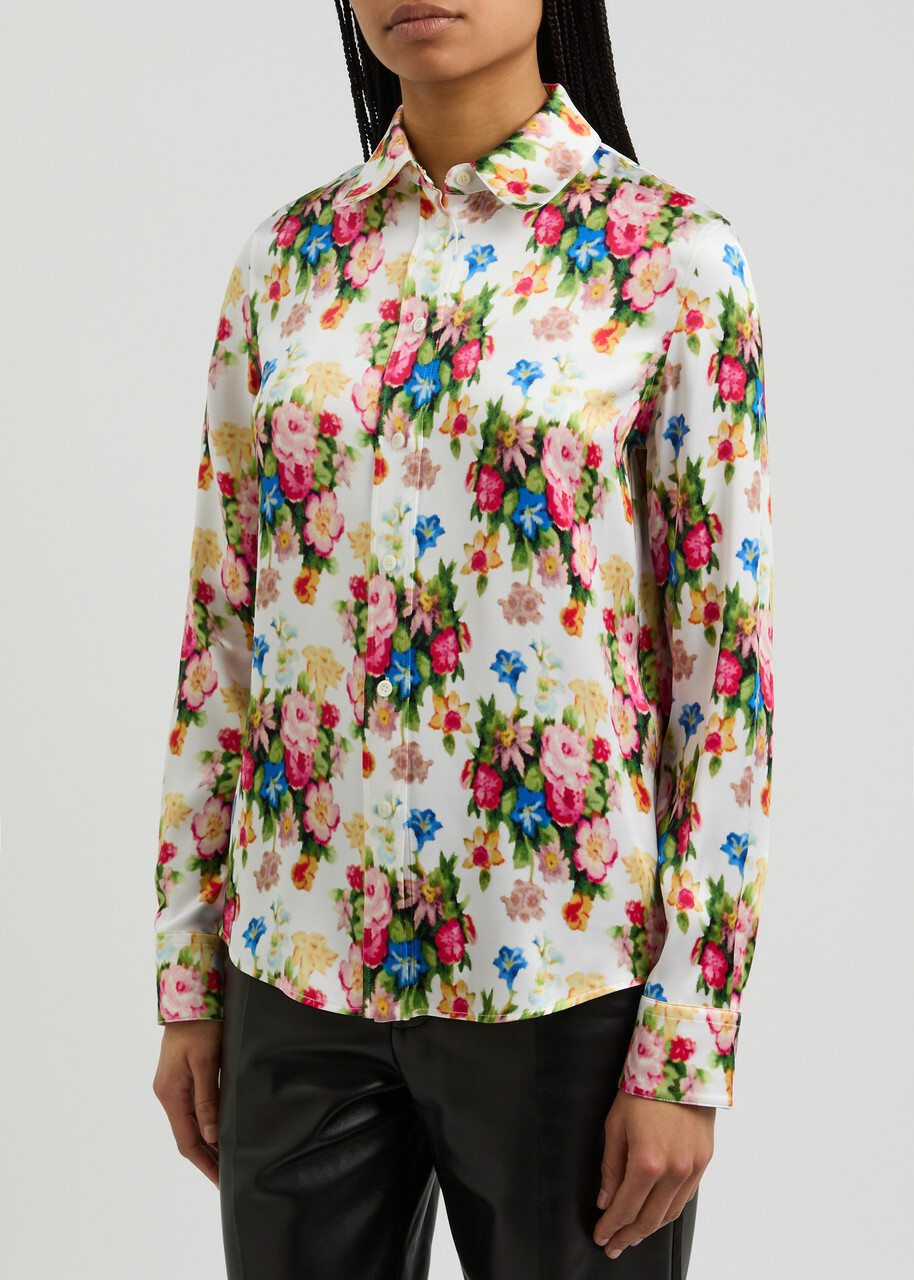 Loewe Floral-print Silk-satin Blouse Multi Print Loewe