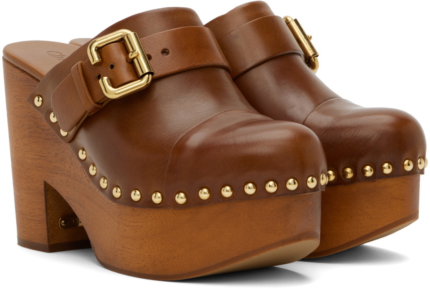 Chloé Brown Jeannette Wedge Clogs Chloe