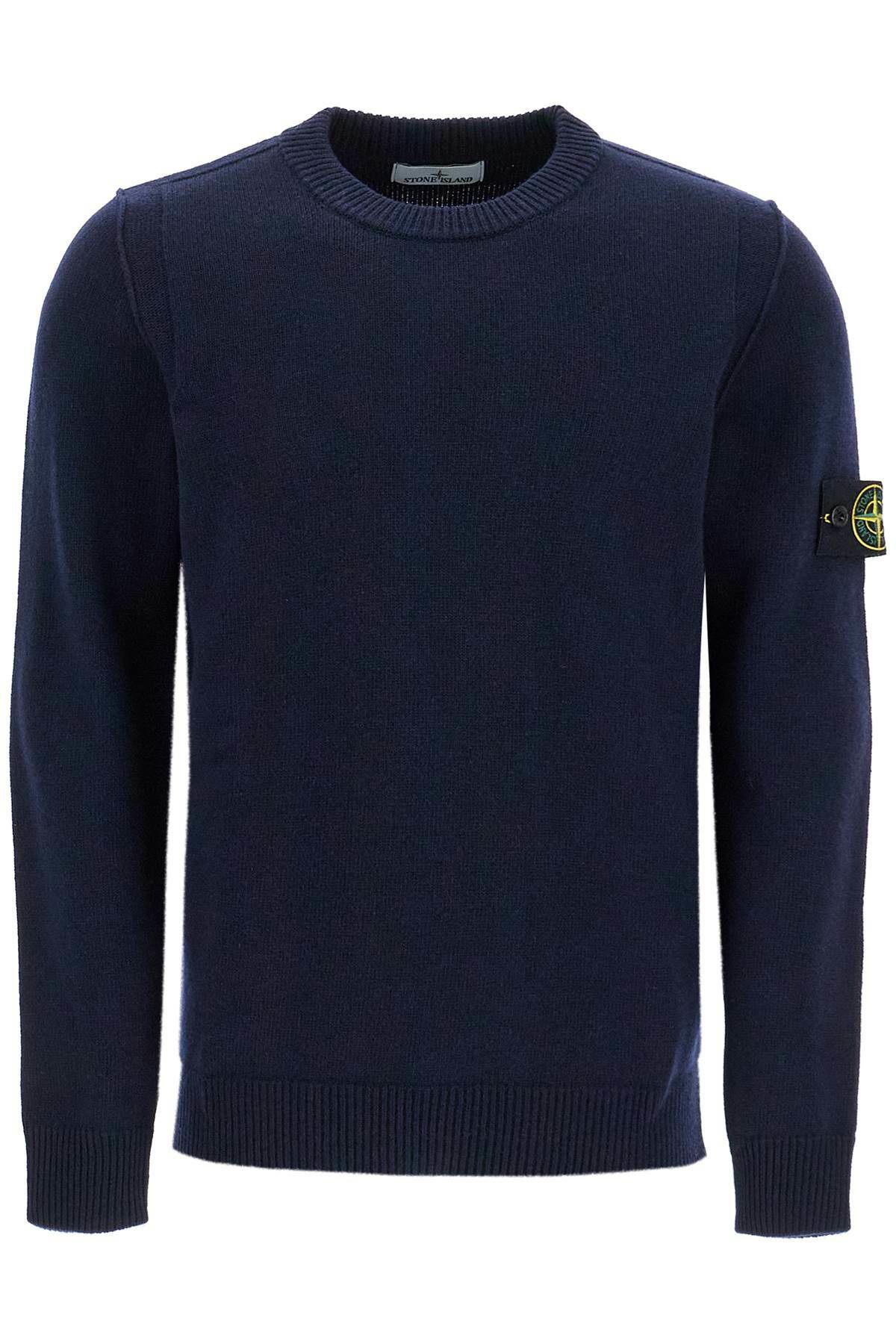 STONE ISLAND crewneck wool blend pullover Blue Stone Island