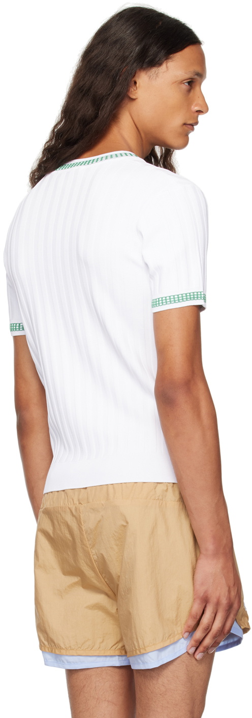 Casablanca White Rib Effect T-Shirt Casablanca