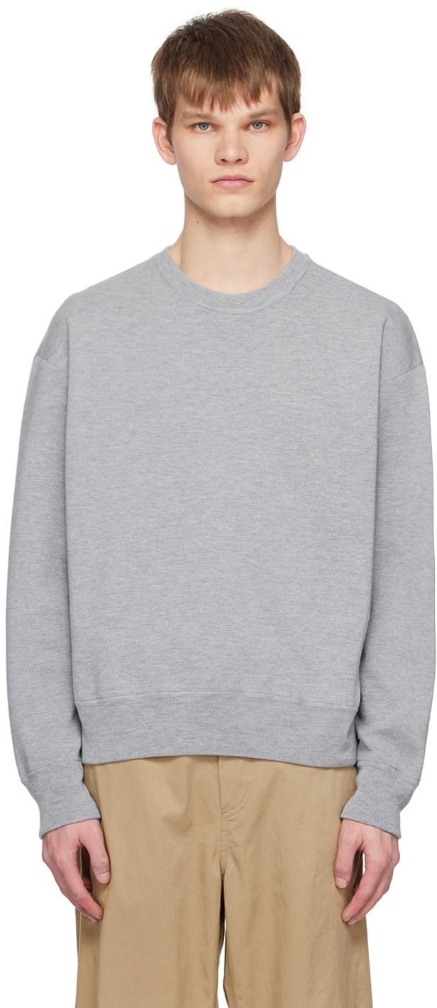 Solid Homme Gray Rib Trim Sweater Solid Homme