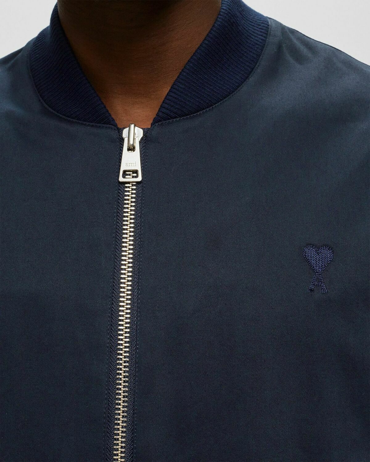 Ami Paris Zipped Bomber Blue Bomber Jackets AMI