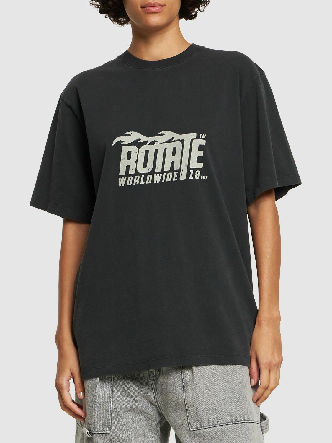 ROTATE - Enzyme Cotton T-shirt W/ Logo ROTATE Birger Christensen