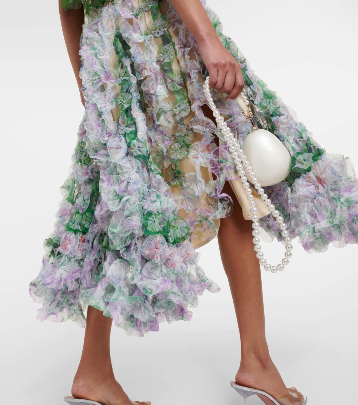 Susan Fang Asymmetric tulle midi skirt Susan Fang