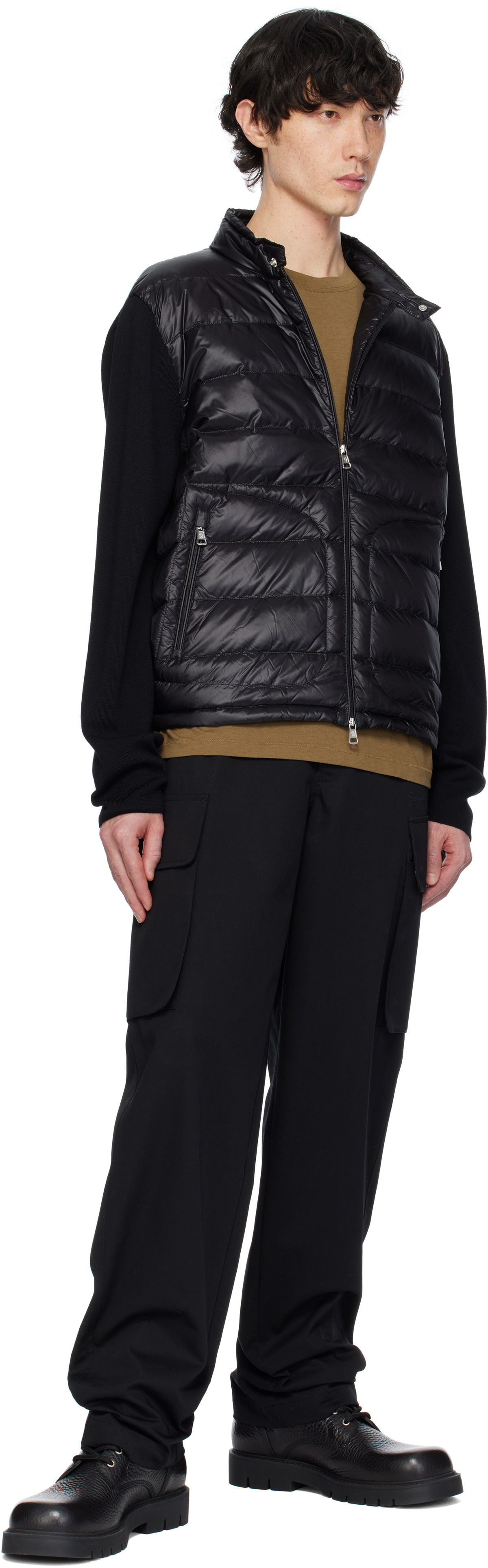 Moncler Black Padded Wool Zip-Up Down Jacket Moncler