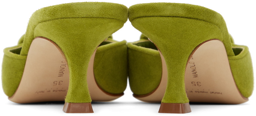 Manolo Blahnik Green Maysale 50 Mules Manolo Blahnik