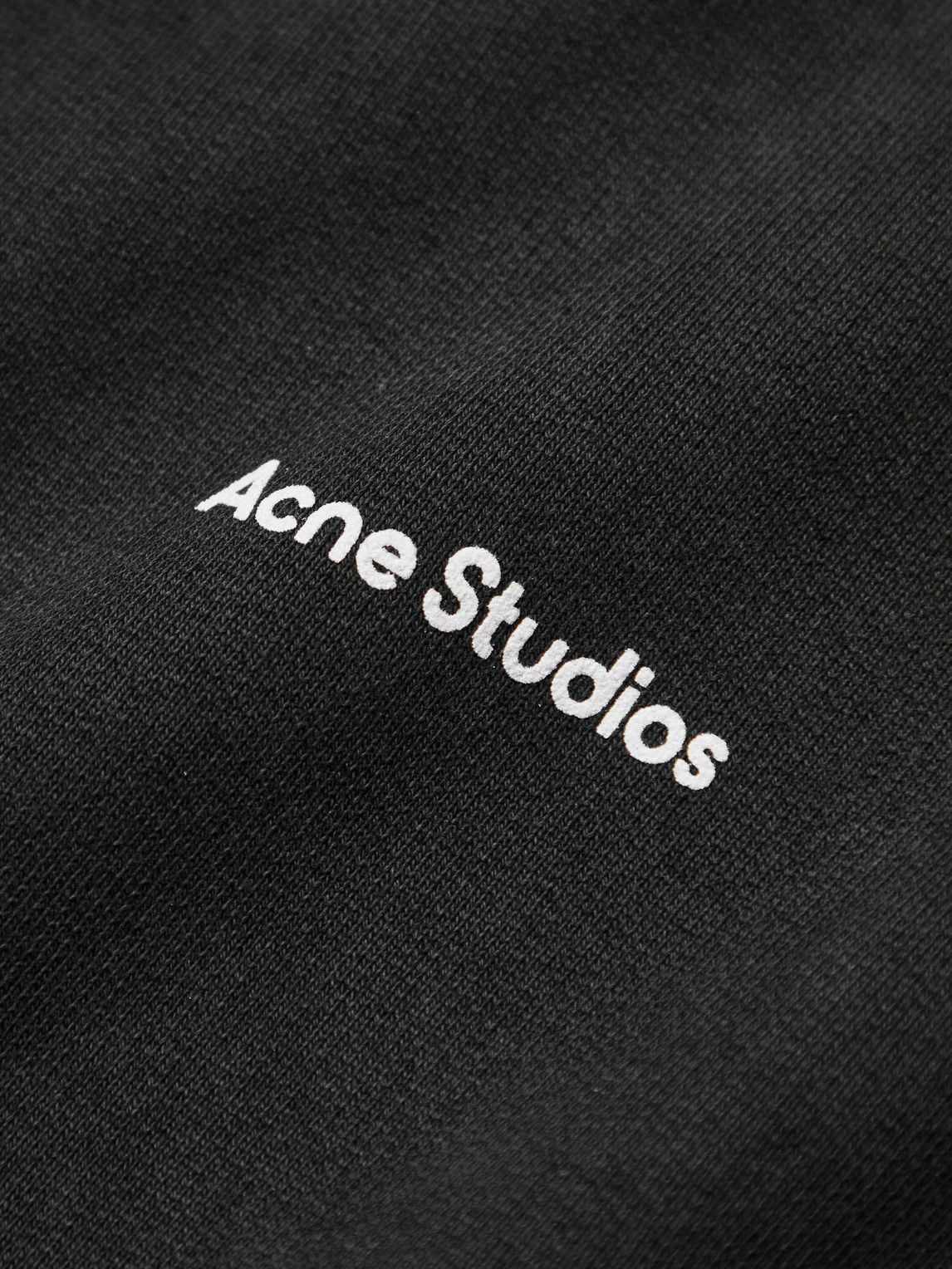 Acne Studios - Logo-Print Fleece-Back Cotton-Jersey Hoodie - Black Acne ...