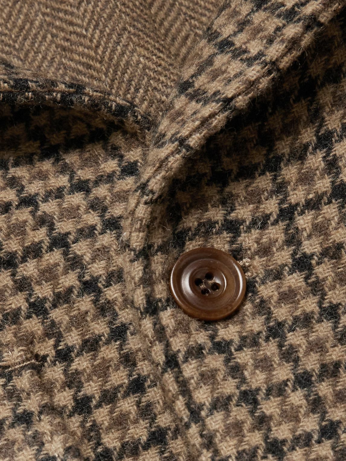 Hartford - Houndstooth Wool-Blend Overshirt - Brown Hartford