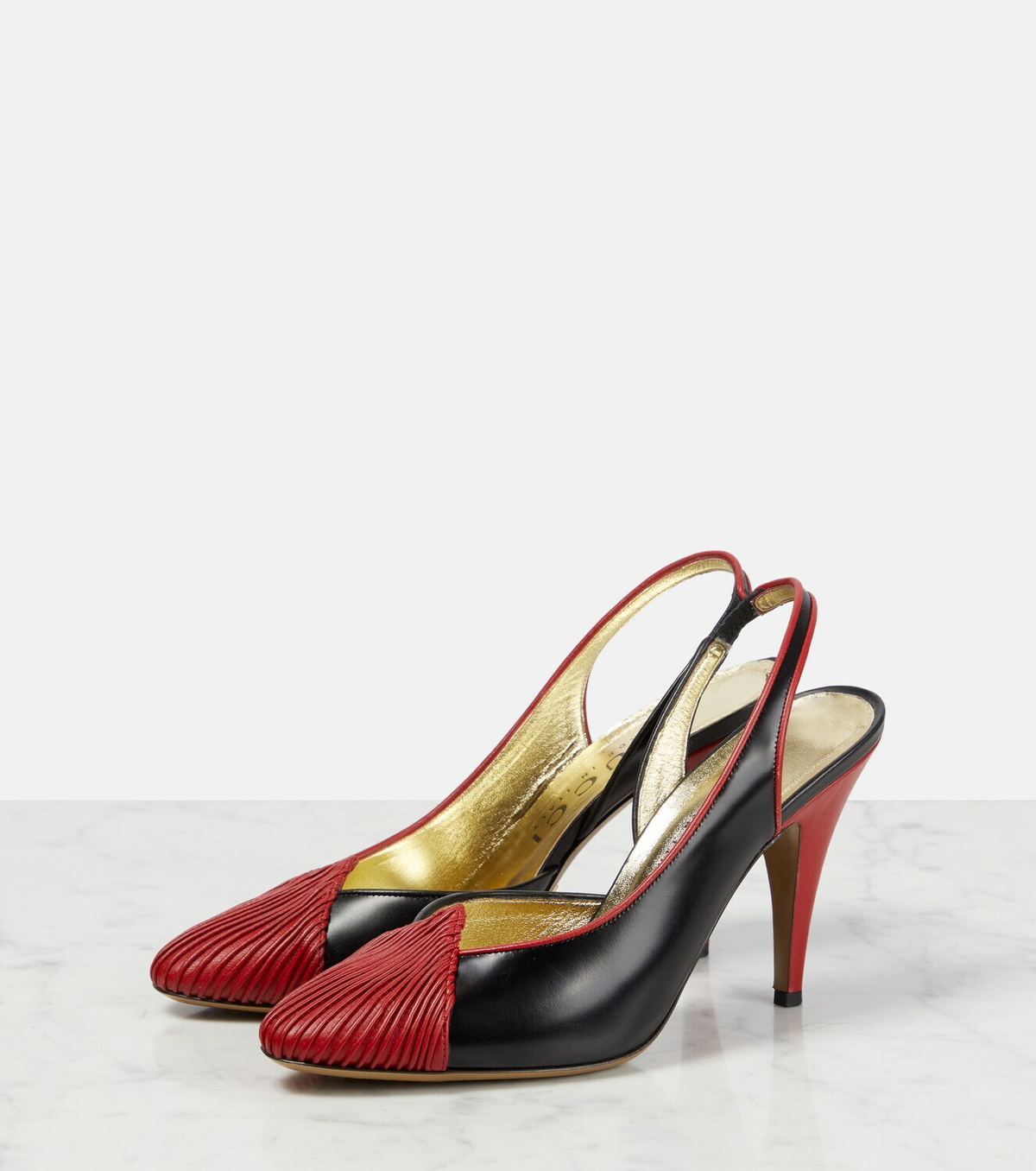 Gucci Pleated leather slingback pumps Gucci