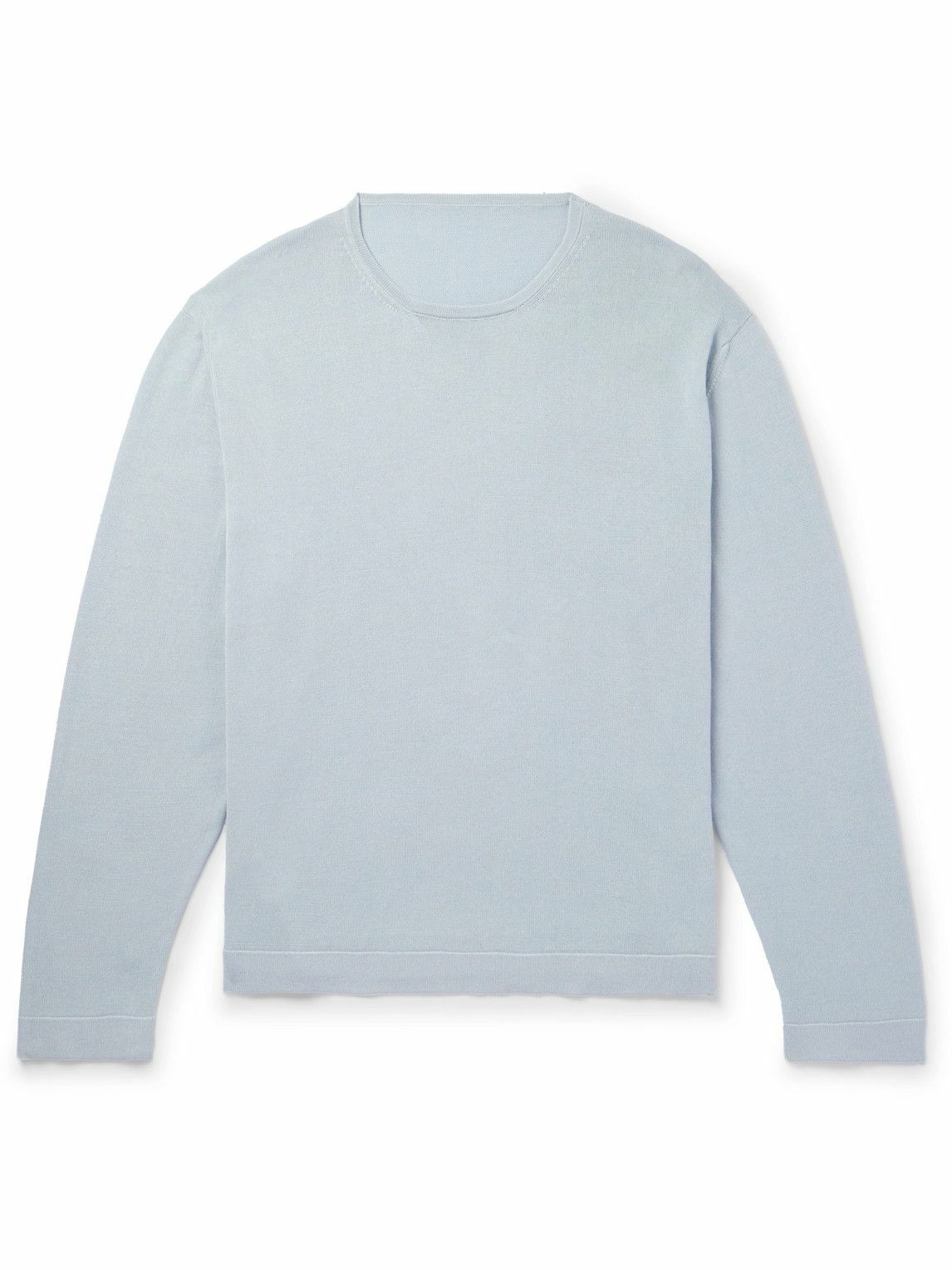 Stòffa - Mélange Mouliné-Cotton Sweater - Blue STÒFFA