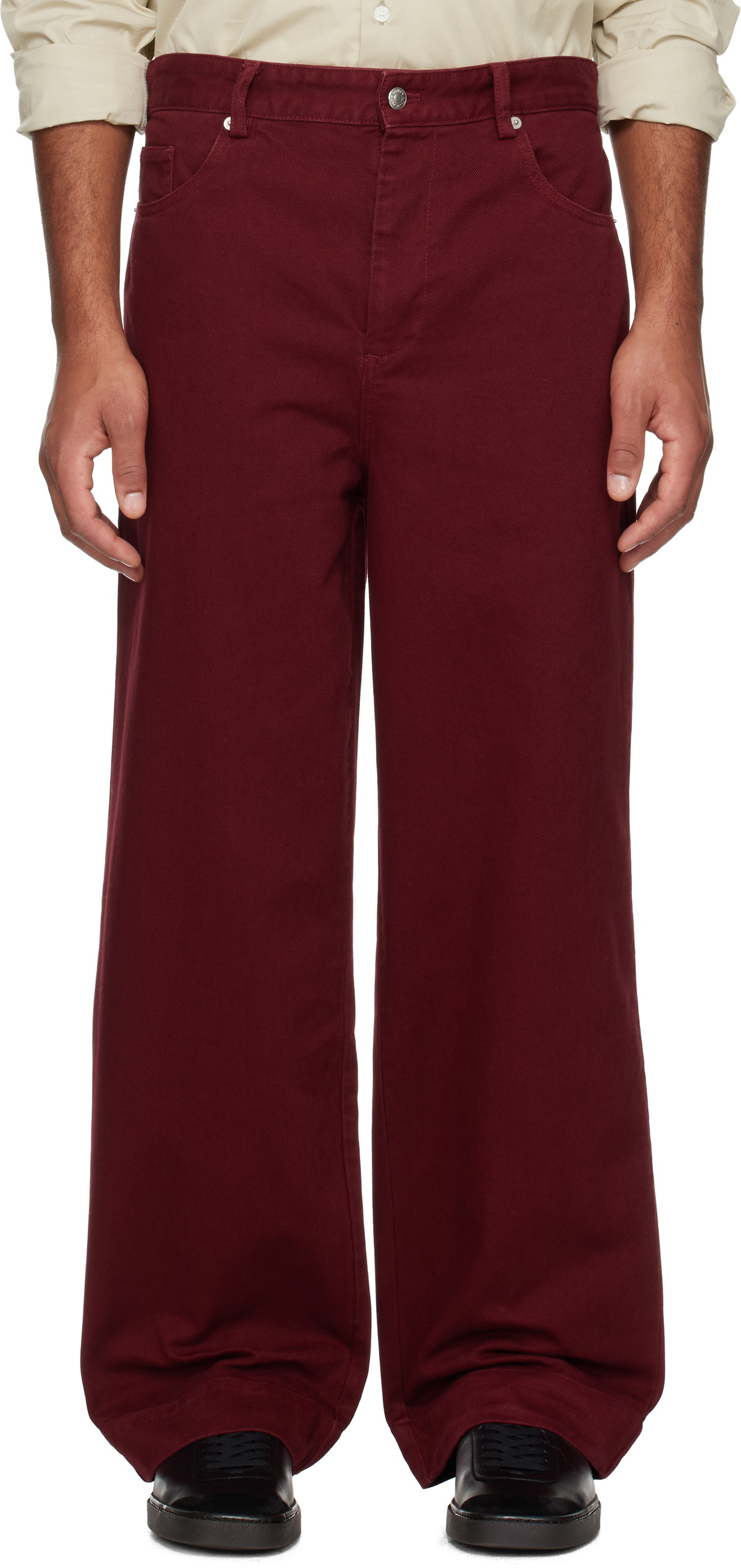 Maison Kitsuné Red Relaxed Overdye Denim Jeans Maison Kitsune