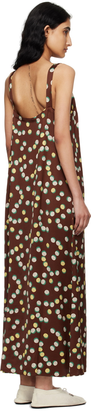 Bode Brown Bubble Dot Maxi Dress Bode