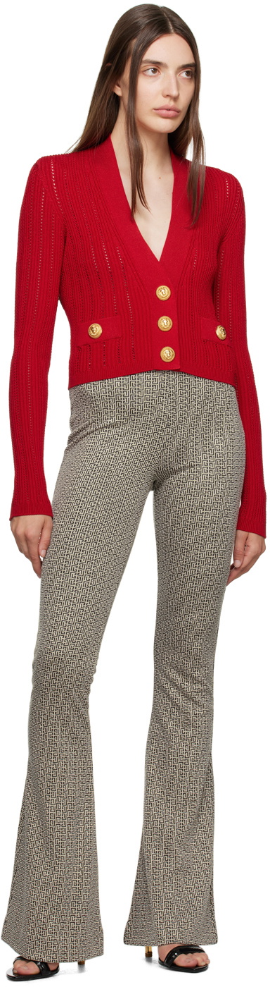 Balmain Red Cropped Cardigan Balmain