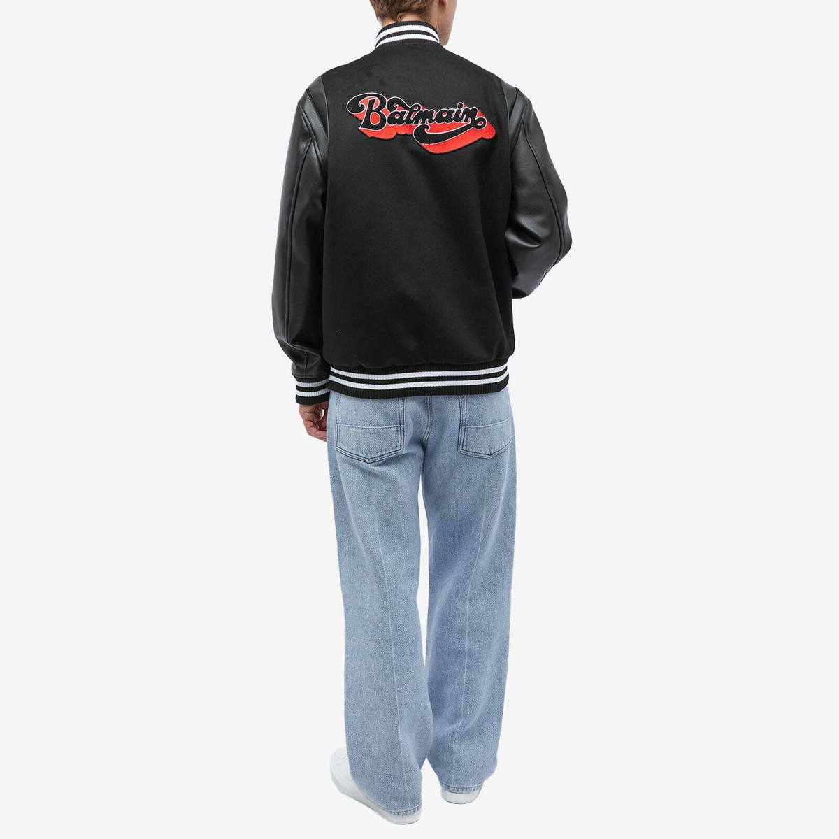 Balmain Men's 70s Logo Varsity Jacket in Black Balmain