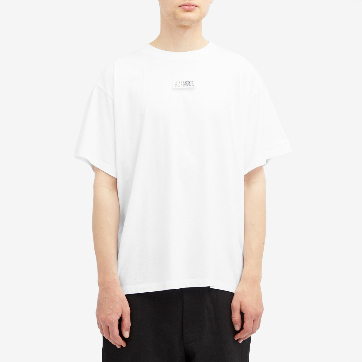 MM6 Maison Margiela Men's Number Label T-Shirt in White MM6 Maison Margiela