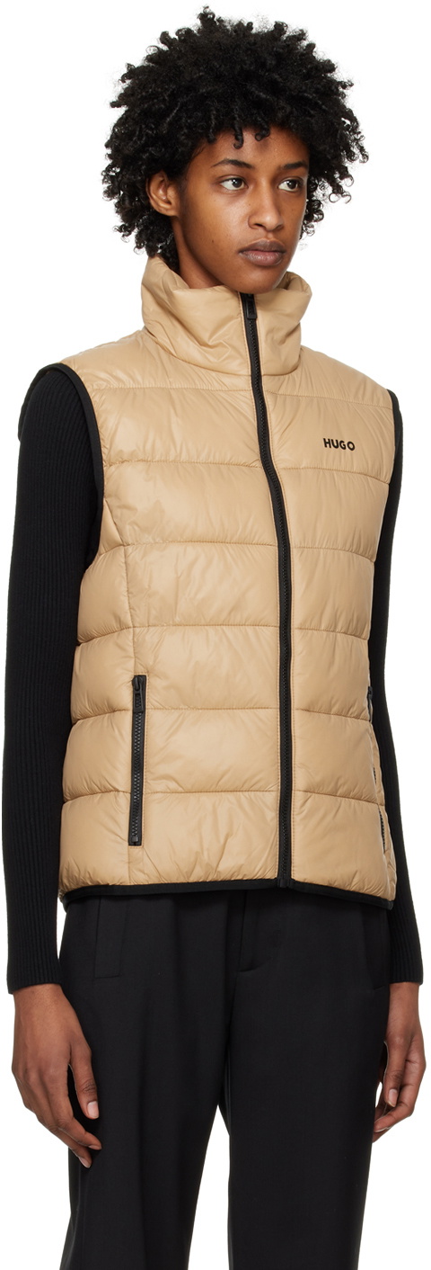 Hugo Beige Quilted Vest Hugo Boss