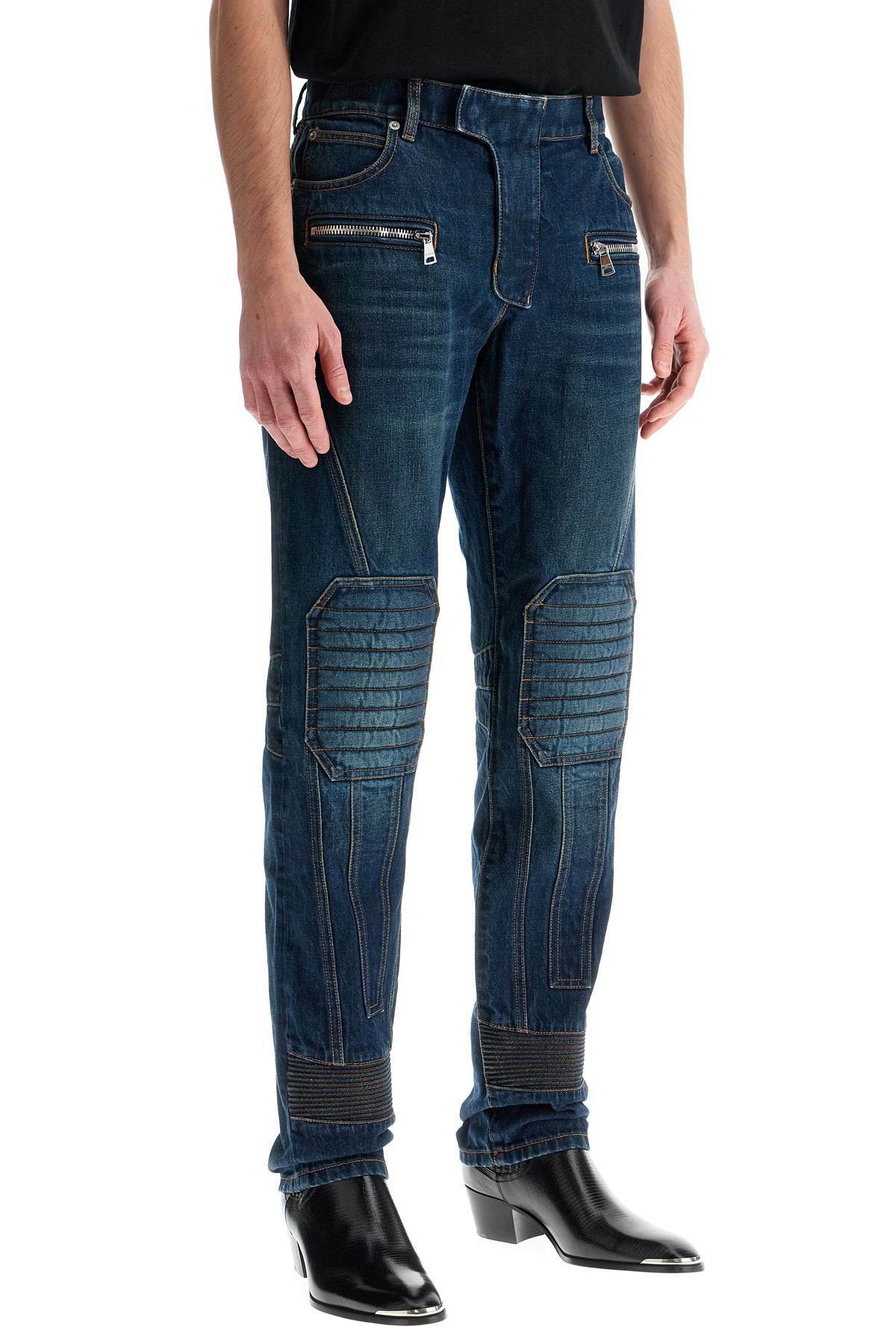 BALMAIN straight leg biker jeans Blue Balmain