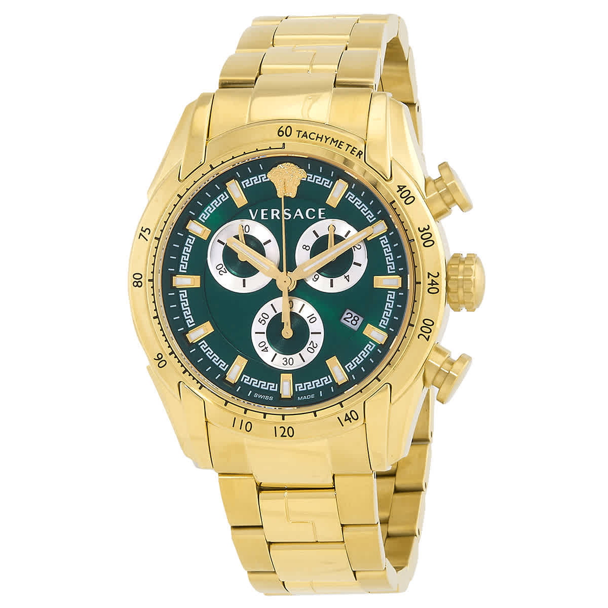 Versace V-Ray Chronograph Quartz Green Dial Mens Watch VE2I00621 Versace