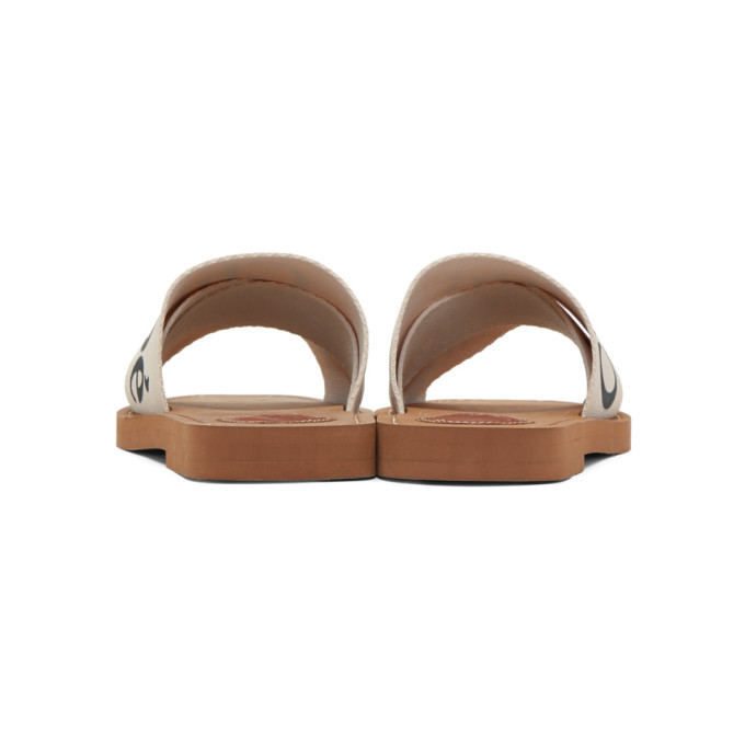 Chloe White Logo Flat Sandals Chloe
