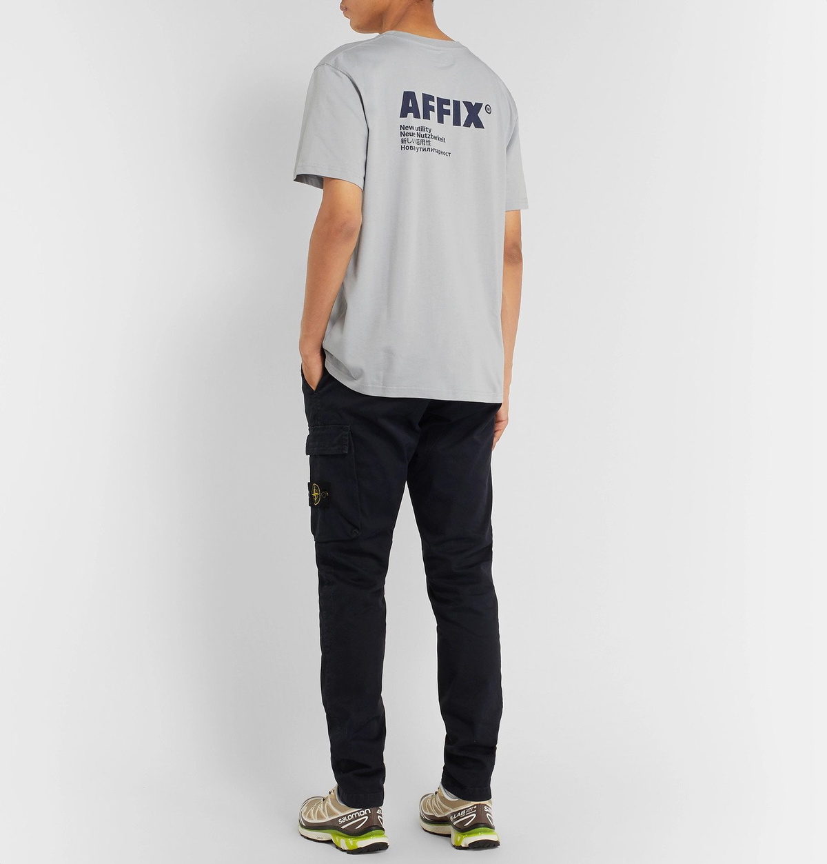 AFFIX - Logo-Print Cotton-Jersey T-Shirt - Gray Affix