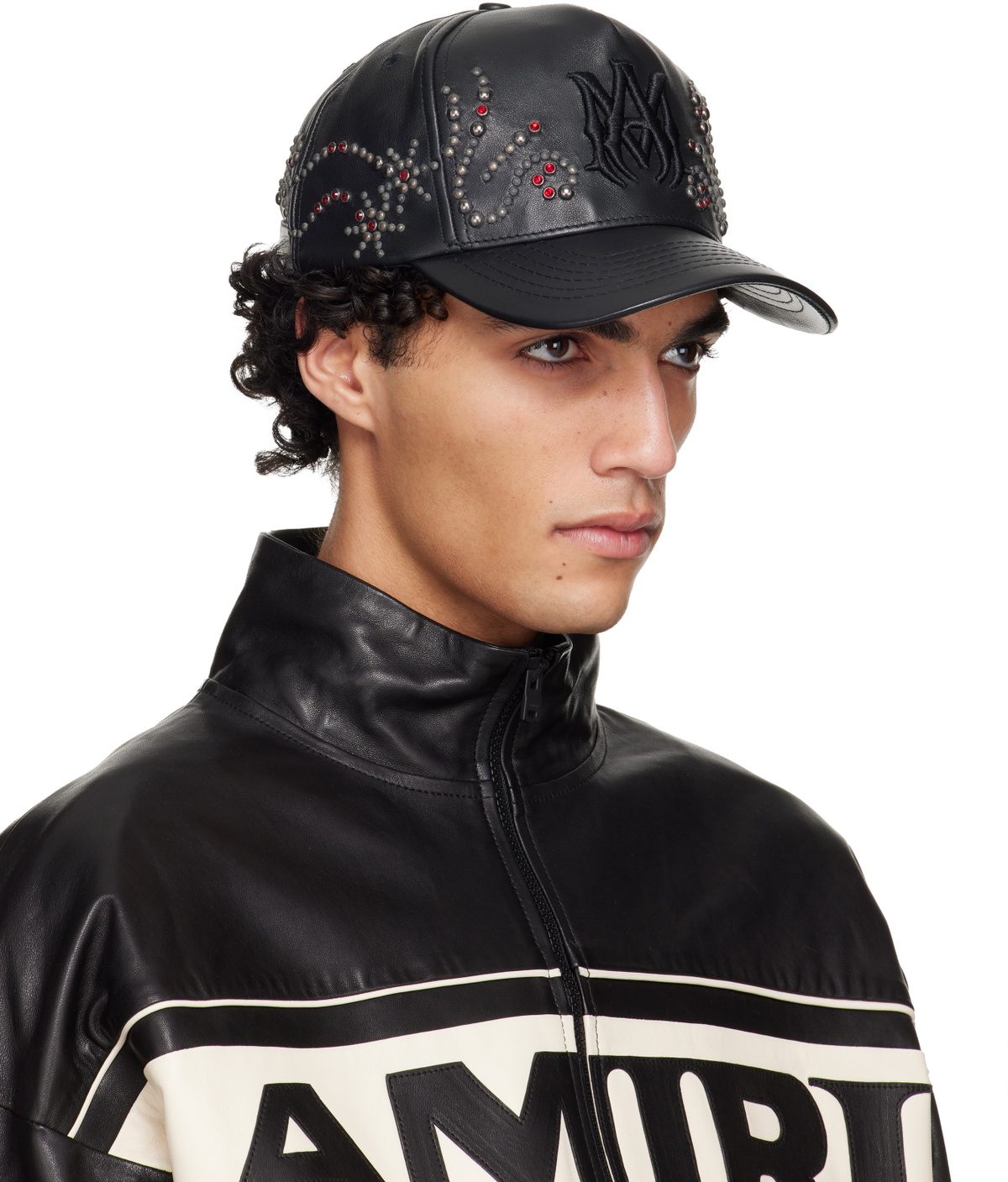 AMIRI Black MA Stud Leather Cap Amiri