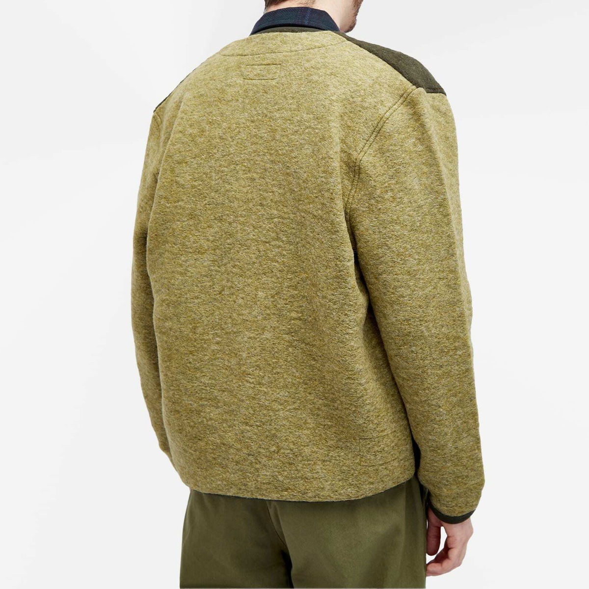 Universal Works Men's Wool Fleece Cardigan in Mixed Olive Universal Works