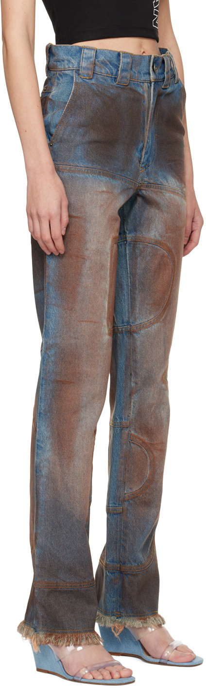 BARRAGÁN Blue & Brown B-Bottom Jeans BARRAGAN
