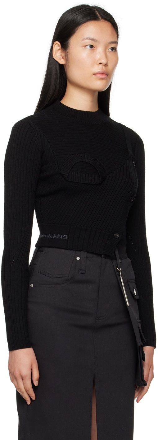 Feng Chen Wang Black Ribbed Sweater Feng Chen Wang