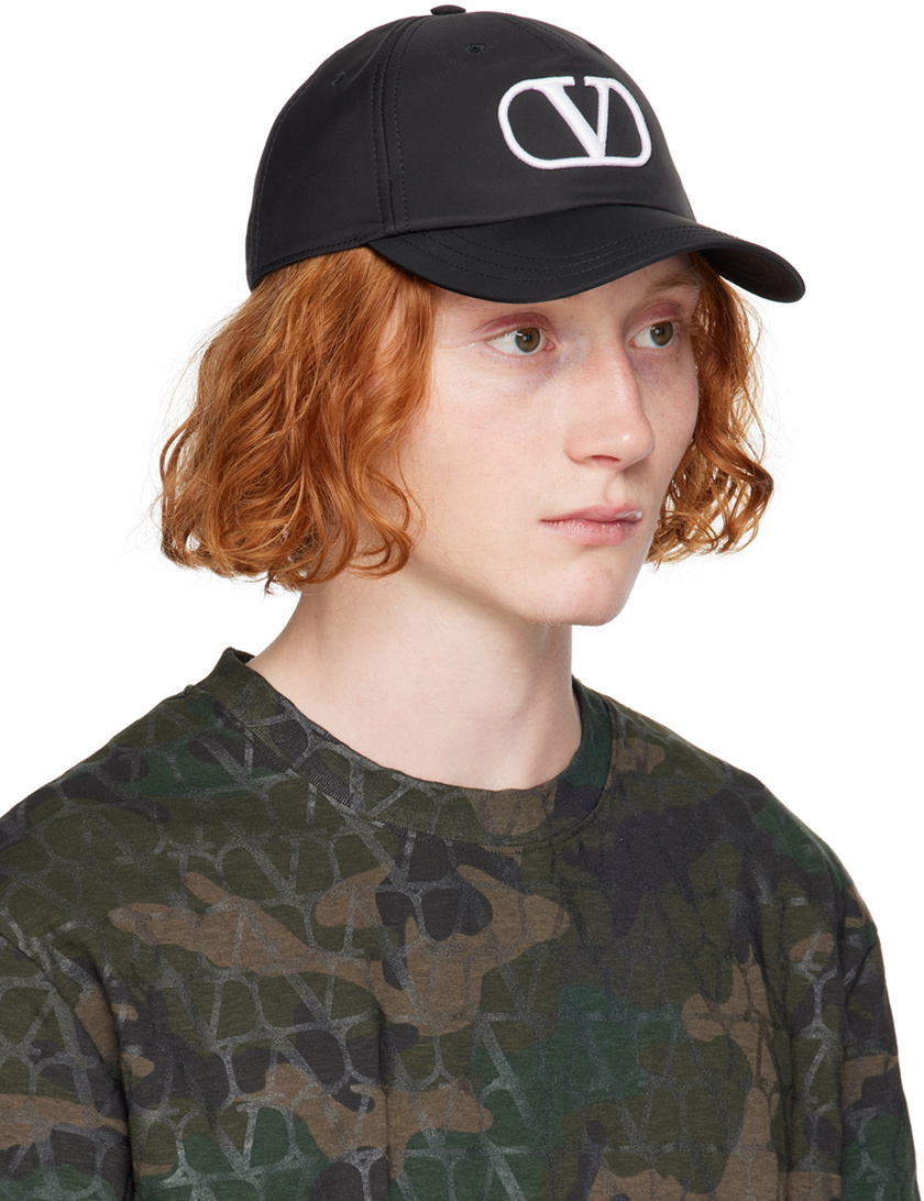 Valentino Garavani Black VLogo Signature Baseball Cap Valentino Garavani