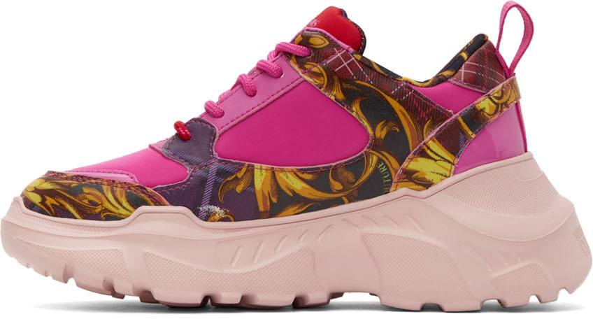 Versace Jeans Couture Pink & Gold Speedtrack Low Sneakers Versace