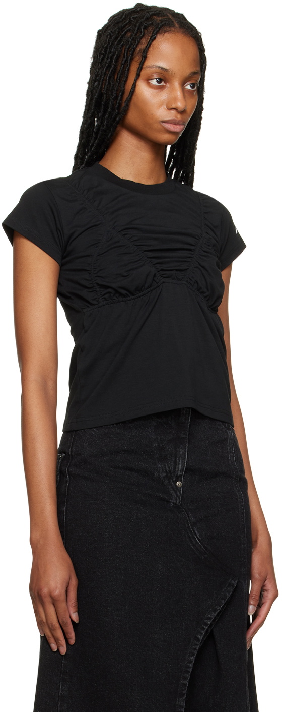 Pushbutton Black Ruched T-Shirt Pushbutton