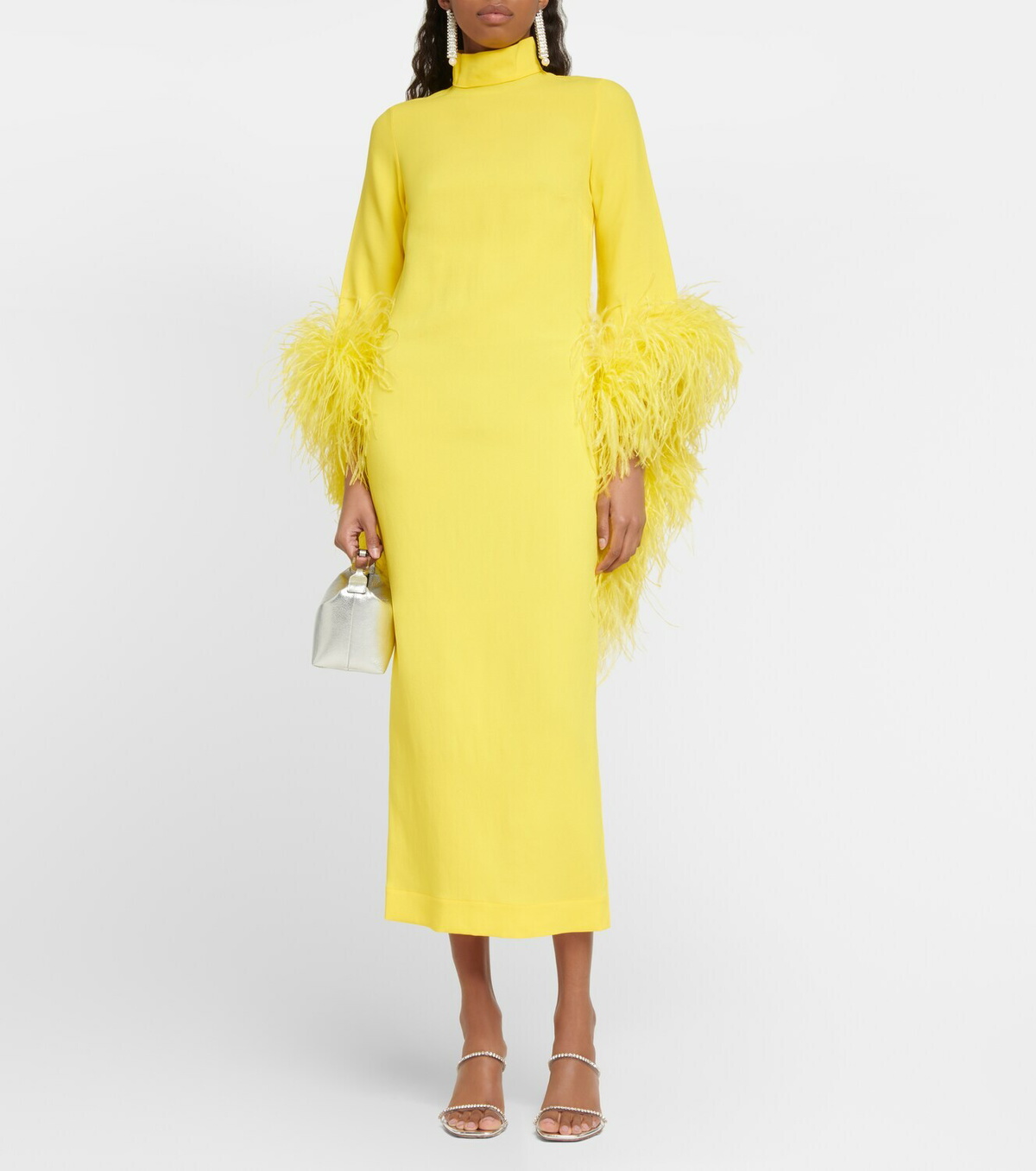 Taller Marmo Del Rio feather-trimmed midi dress Taller Marmo